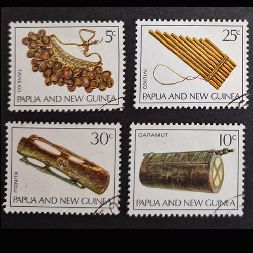 PAPUA NEW GUINEA 1969 MUSICAL INSTRUMENTS SET (4) FU – Zero Rising